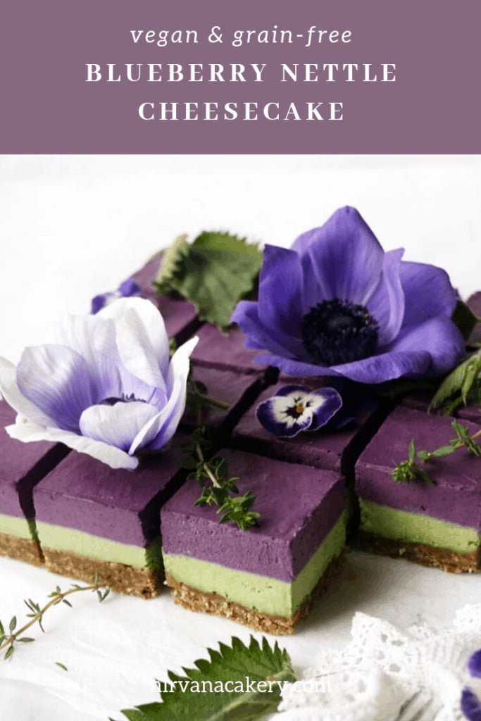 Blueberry Nettle Cheesecake (vegan & grain-free) - Nirvana Cakery