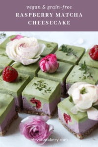 Raspberry Matcha Cheesecake (raw, vegan & grain-free) - Nirvana Cakery
