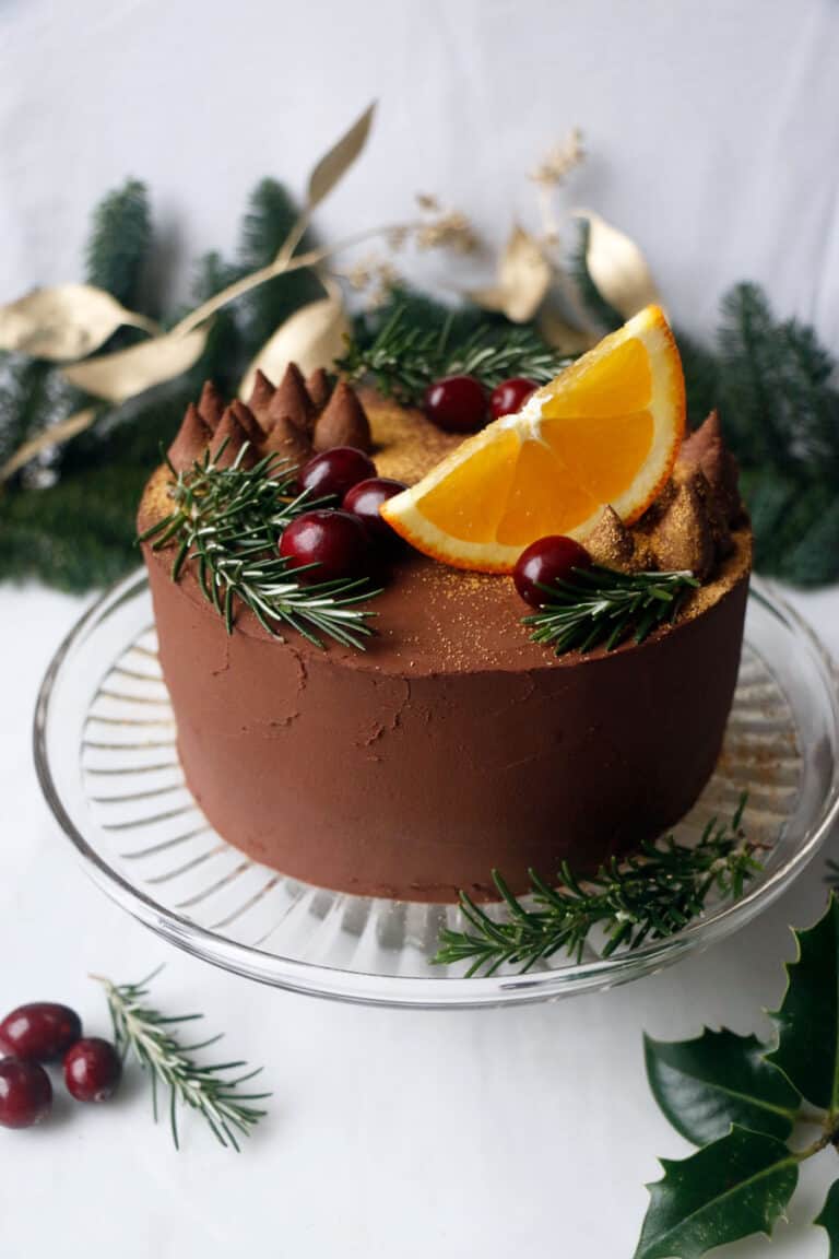 Chocolate Cranberry Orange Cake (vegan & grain-free) - Nirvana Cakery