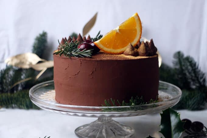 Chocolate Cranberry Orange Cake (vegan & grain-free) - Nirvana Cakery